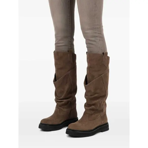 Attico Suede Pull-on Boots - Brown