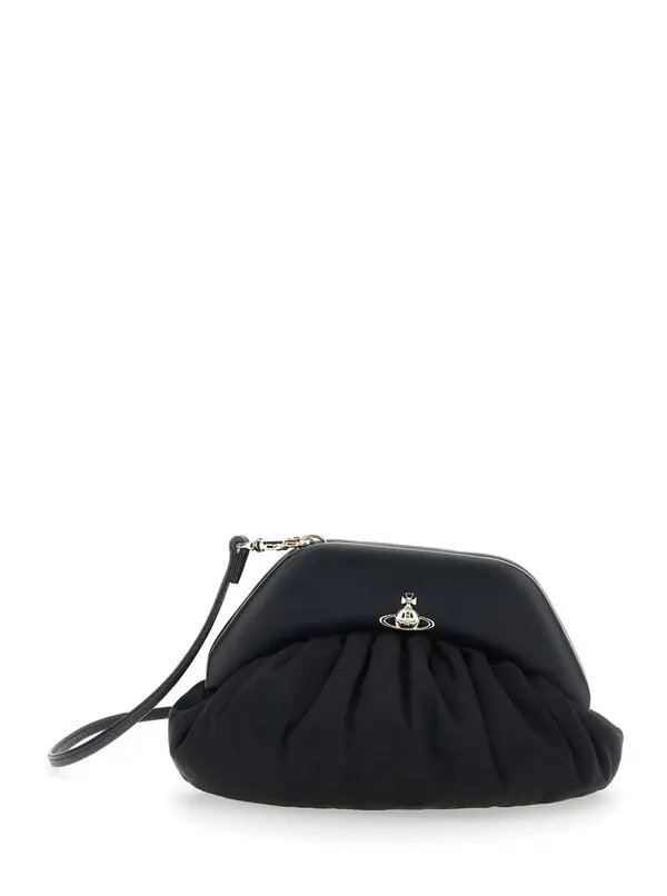 VIVIENNE WESTWOOD Clutch 'brooke' With Adjustable And Removable Shoulder Strap And Orb Plaque On The Front In Black Leather For - Multicolor