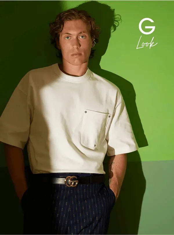 Gucci Leather Belt With Gg Metal Buckle