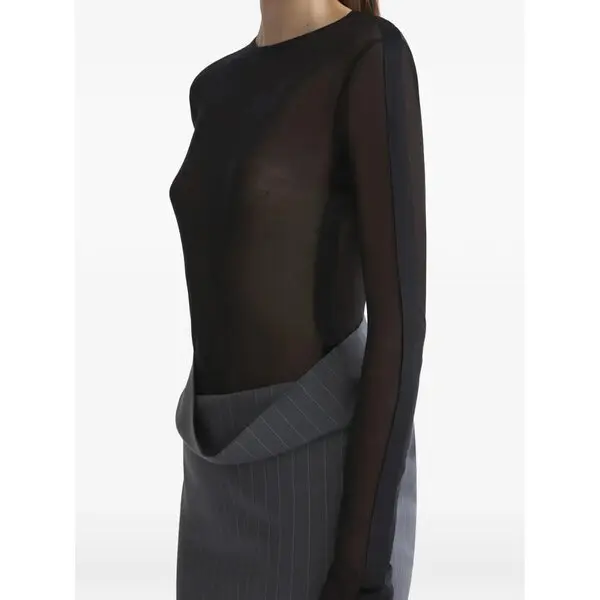 MUGLER Long Sleeve Sheer Top