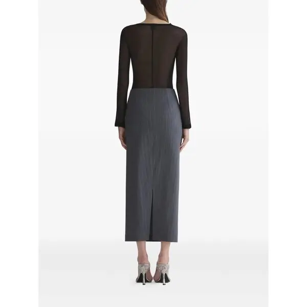 MUGLER Long Sleeve Sheer Top