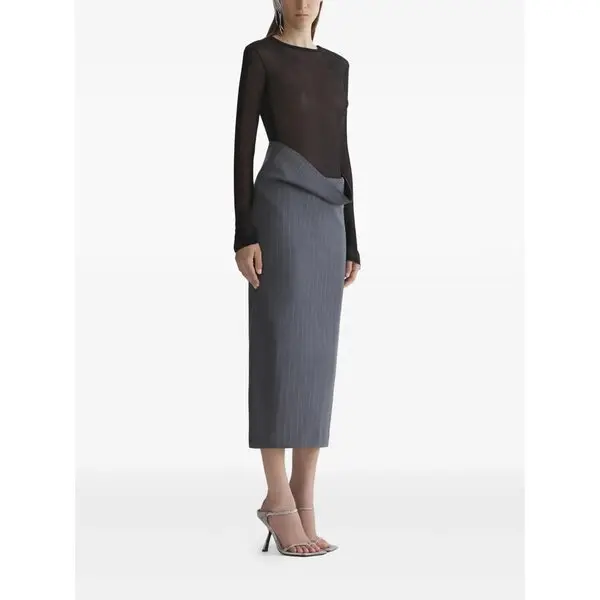 MUGLER Long Sleeve Sheer Top