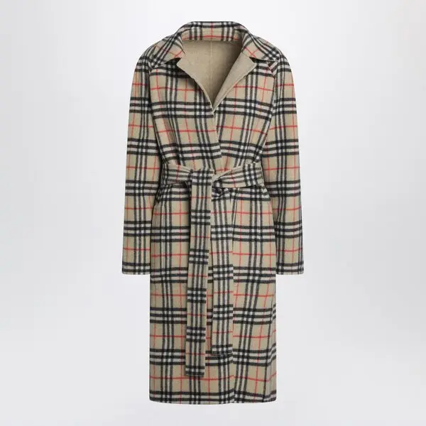 Burberry Sand Reversible Wool Coat - Cream