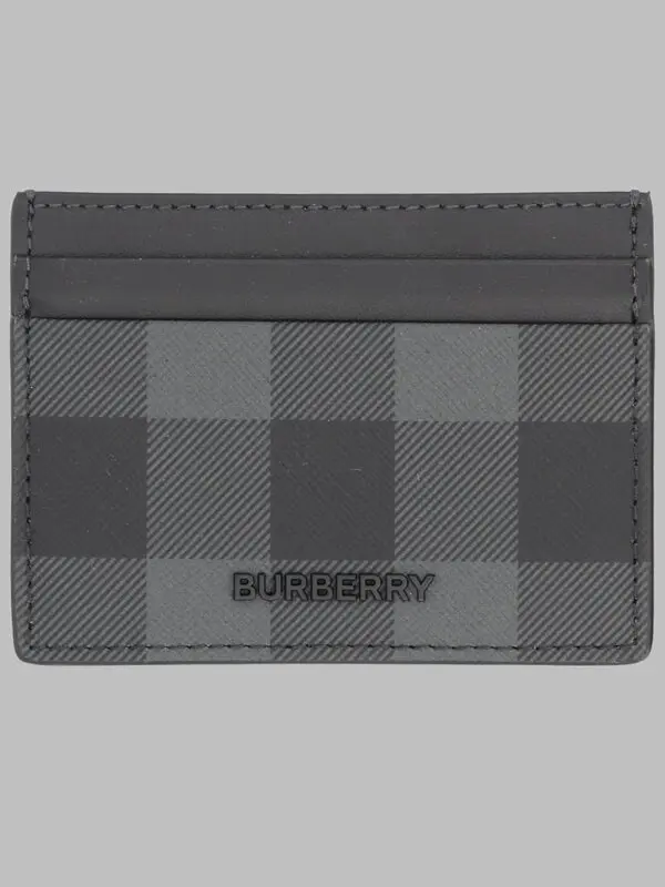 Burberry Check Card Case - Gray