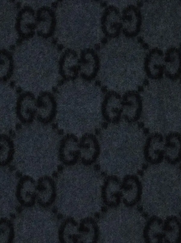 Gucci Fringed Edge Scarf With Gg Jacquard Motif In Cashmere For