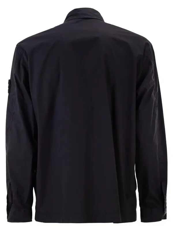 Stone Island Comfort Fit Overshirt With Press Studs - Blue
