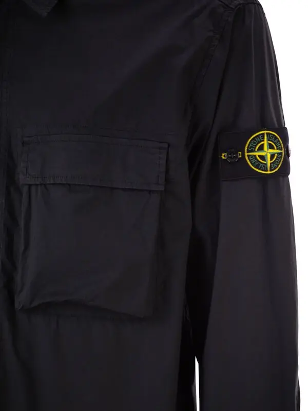 Stone Island Comfort Fit Overshirt With Press Studs - Blue