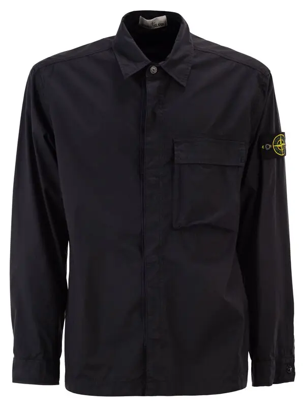 Stone Island Comfort Fit Overshirt With Press Studs