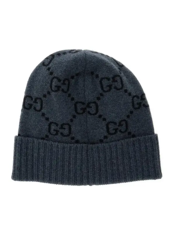 Gucci Gg Jacquard Cashmere Beanie - Gray