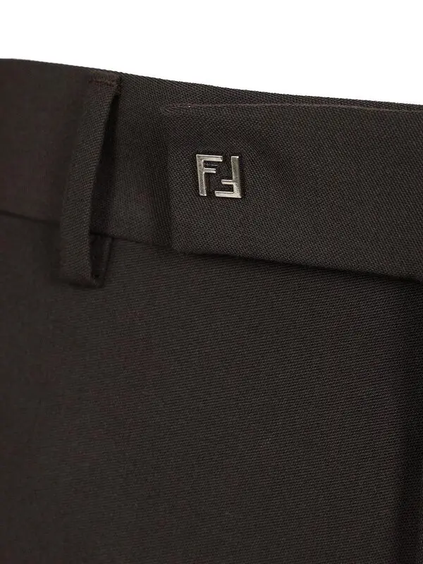 Fendi Wool Gabardine Cigarette Trousers - Brown