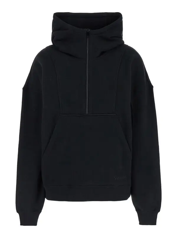 Saint Laurent Black Hoodie With Kangaroo Pocket And Logo Lettering In Cotton - Multicolor