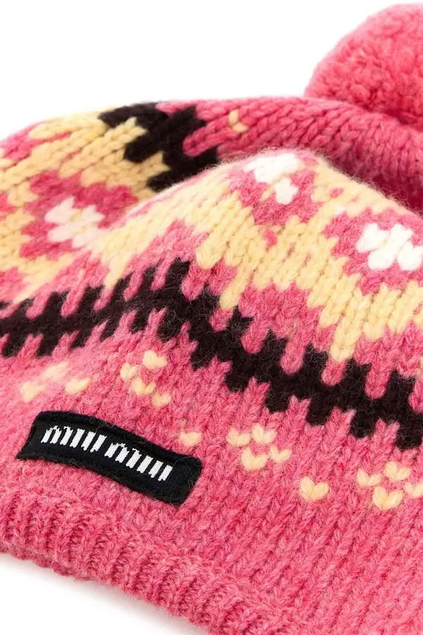 Miu Miu Embroidered Wool Beanie Hat