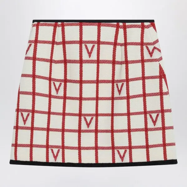 Valentino Garavani Wool And Cotton Blend Patterned Skirt - Multicolor