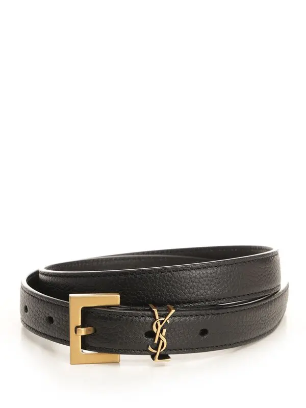 Saint Laurent Cassandre Thin Belt - Black