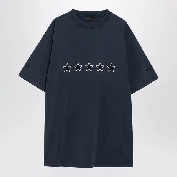 Balenciaga Washed Navy Oversized T-shirt - Blue