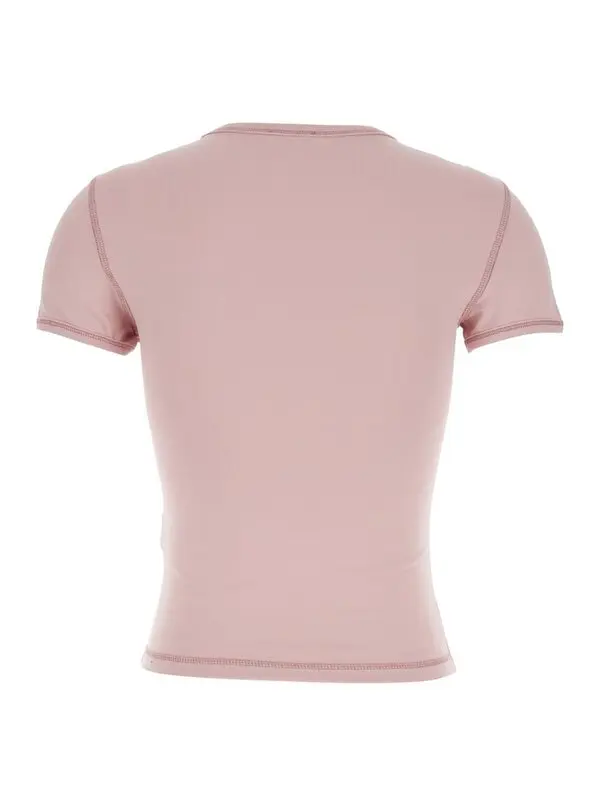 DIESEL® Crew Neck T-shirt With Front Print And Beaded Details In Cotton - Pink