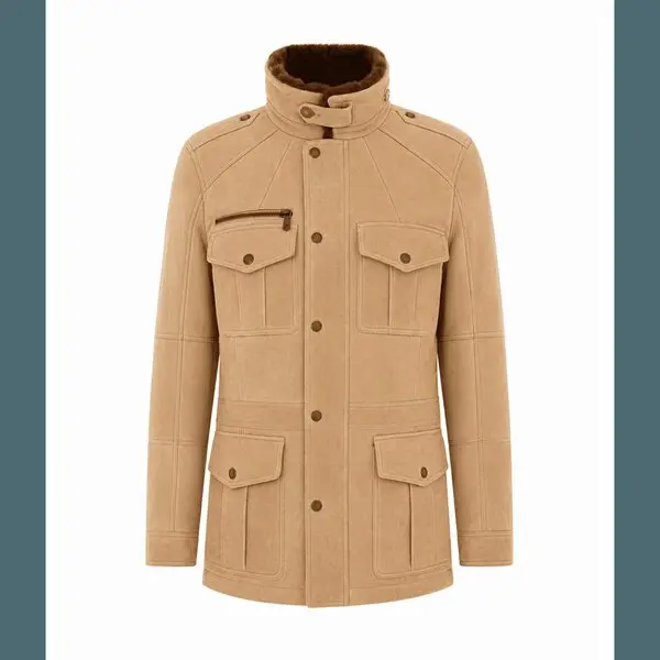 Brunello Cucinelli Waxed Shearling Safari Jacket - Cream