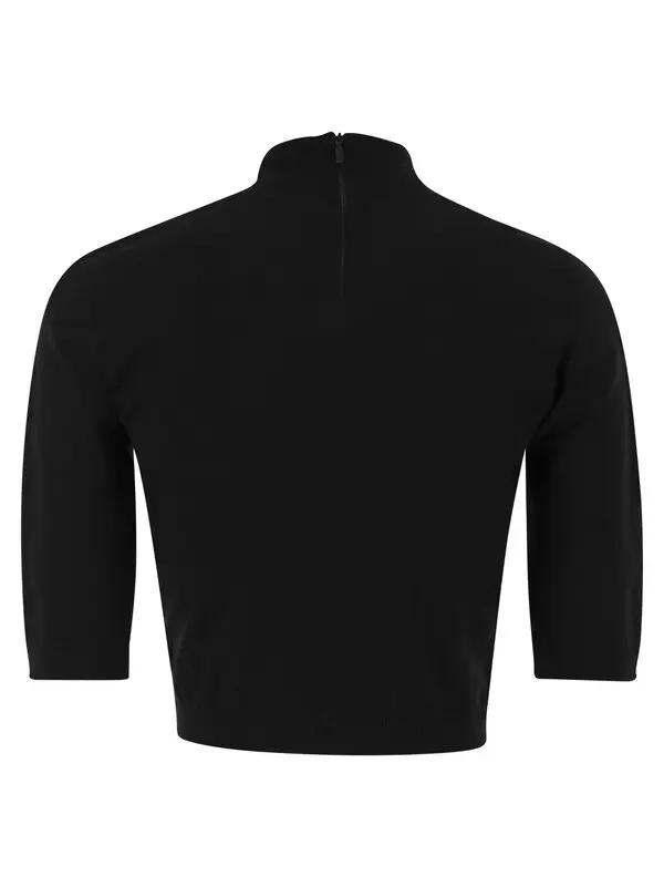 Max Mara Cropped High-neck Viscose Knit Top