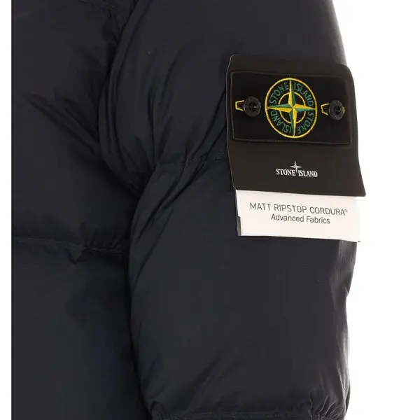 Stone Island Matt Ripstop Cordura Logo Down Jacket - Blue