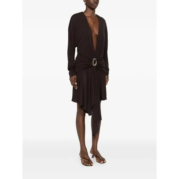 Christopher Esber Long Sleeve Draped Asymmetric Dress