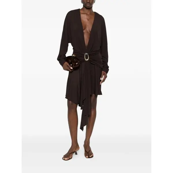 Christopher Esber Long Sleeve Draped Asymmetric Dress