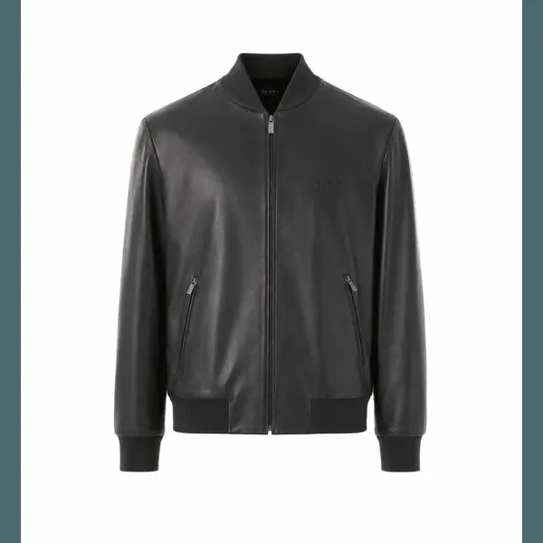 Gucci Logo Leather Bomber