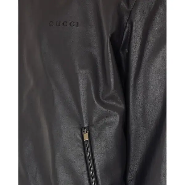 Gucci Logo Leather Bomber