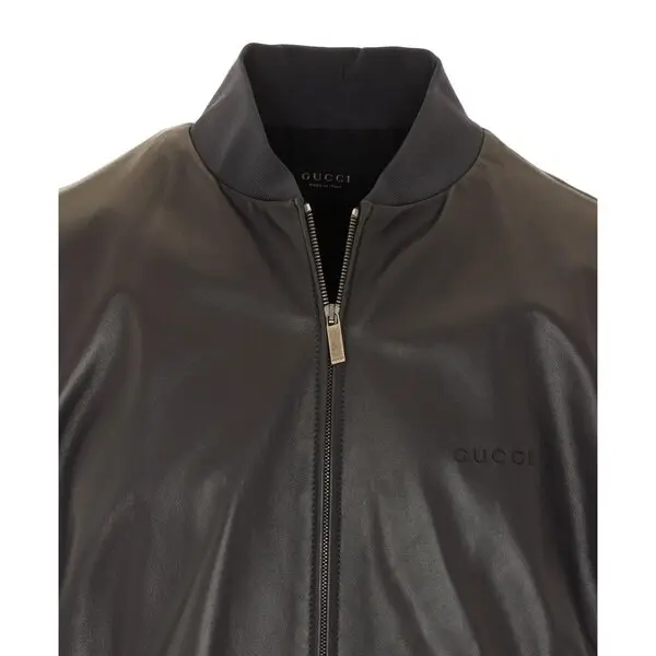 Gucci Logo Leather Bomber