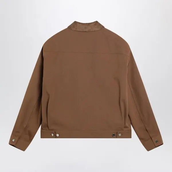Gucci Camel Zip-up Jacket With Gg Details