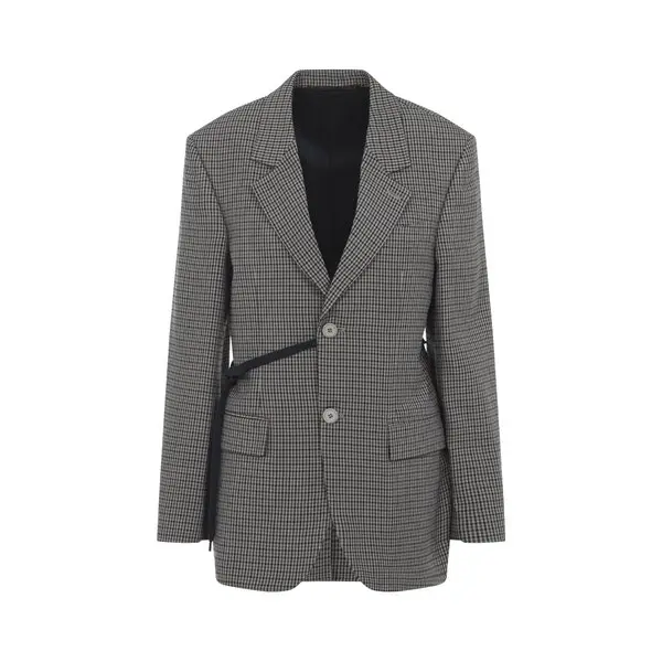 Balenciaga Checkered Wrap Tailored Jacket - Brown