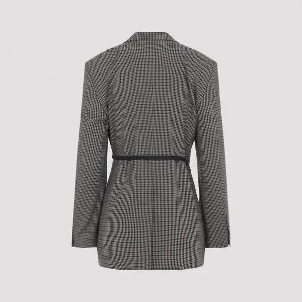 Balenciaga Checkered Wrap Tailored Jacket - Brown