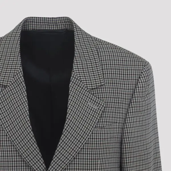Balenciaga Checkered Wrap Tailored Jacket - Brown