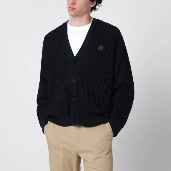 Maison Kitsuné Fox Head Cotton Cardigan - Blue