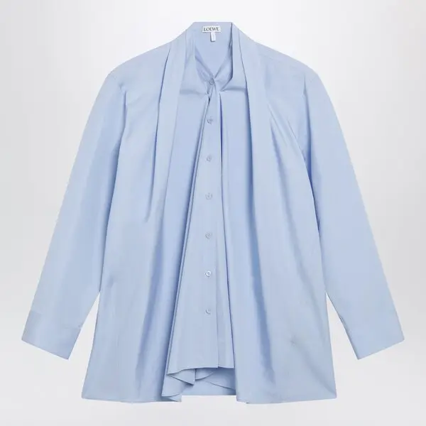 Loewe Cotton Poplin Shirt With Draping - Blue