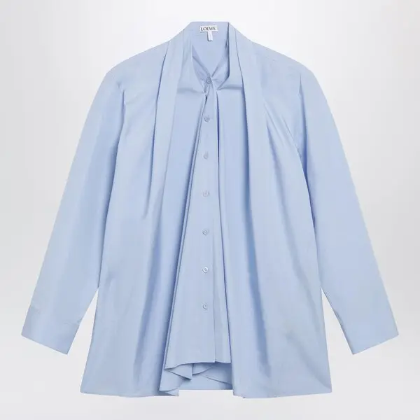 Loewe Cotton Poplin Draped Shirt - Blue
