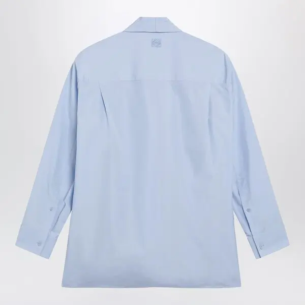 Loewe Cotton Poplin Draped Shirt - Blue