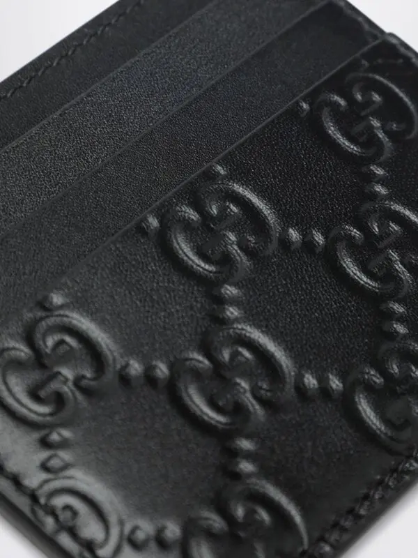 Gucci Gg Emblem Embossed Leather Card Holder