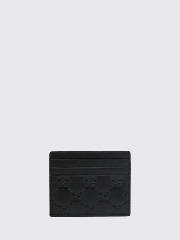 Gucci Gg Emblem Embossed Leather Card Holder