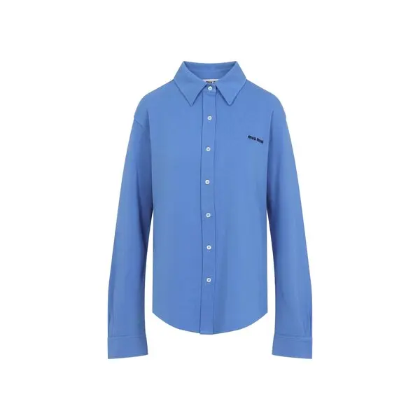 Miu Miu Cotton Piquet Shirt - Blue