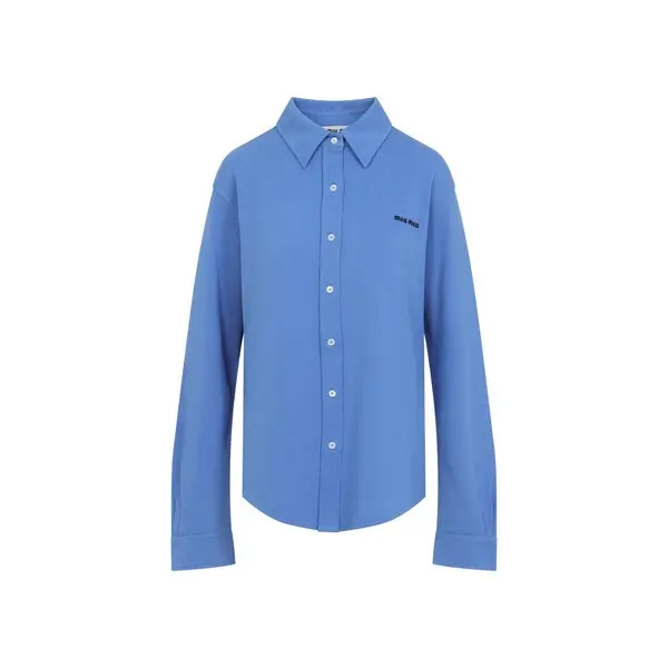 Miu Miu Cotton Piquet Shirt - Blue