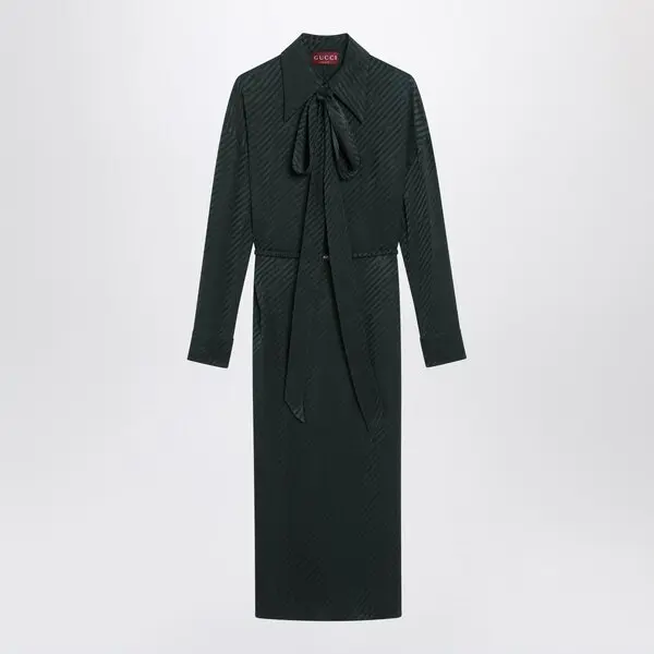 Gucci Gg Jacquard Silk Wrap Dress - Green