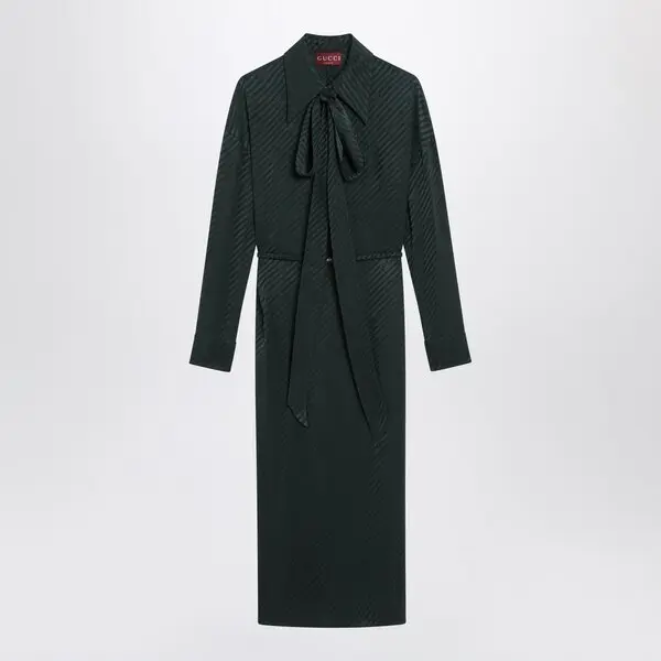 Gucci Gg Jacquard Silk Wrap Dress - Green