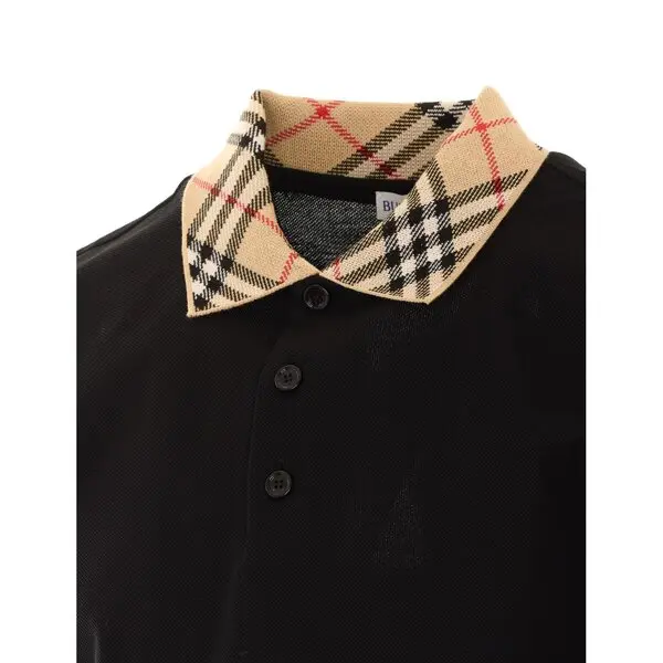 Burberry Check Collar Polo - Black
