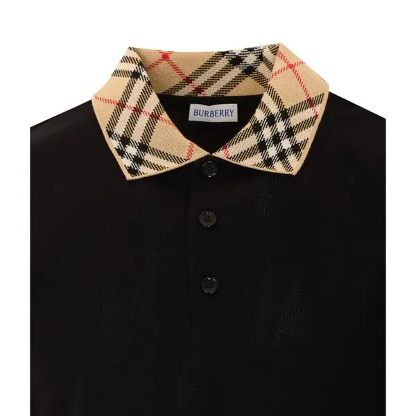 Burberry Check Collar Polo - Black