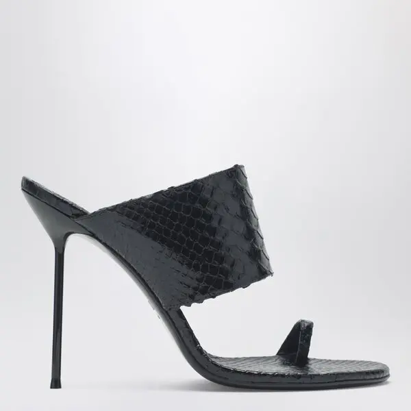 Paris Texas Lidia Python-effect Leather Thong Mule - Black