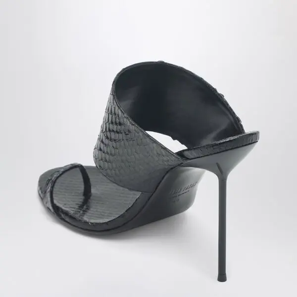 Paris Texas Lidia Python-effect Leather Thong Mule - Black