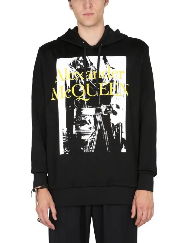 Alexander McQueen Atelier Print Hooded Sweatshirt - Black
