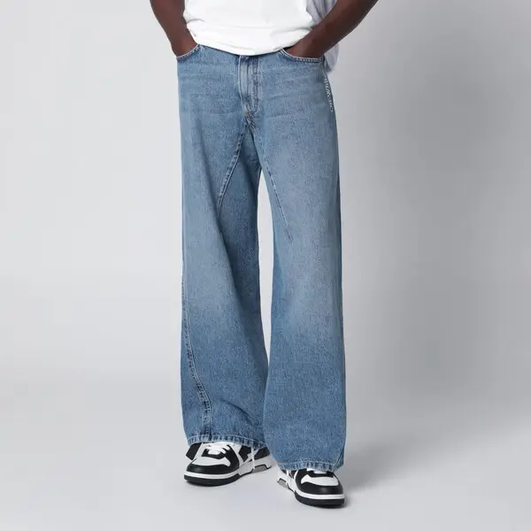Off-White Wide-leg Light Jeans With Logo - Blue