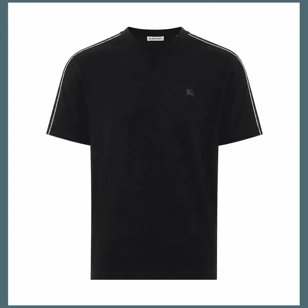 Burberry Checked Trim T-shirt - Black