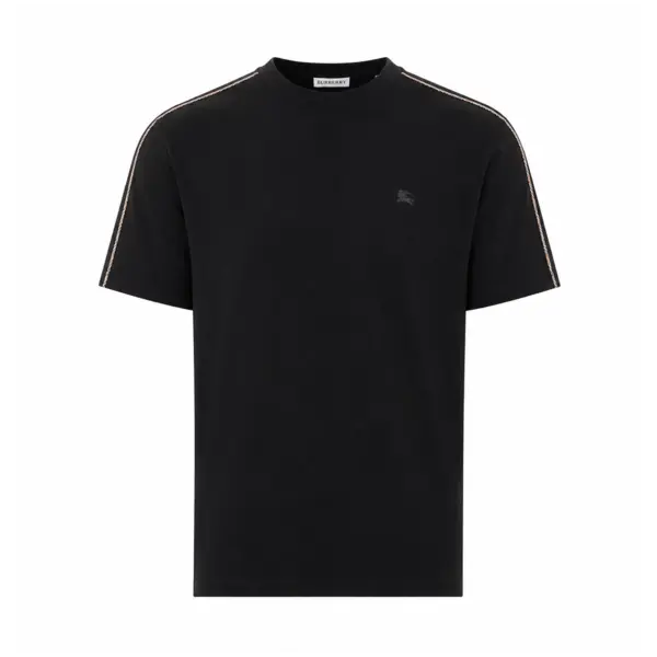 Burberry Checked Trim T-shirt - Black